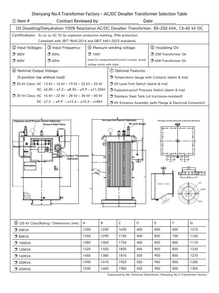 AC/DC Desalter Transformer Specs | PDF | Transformer | Alternating Current