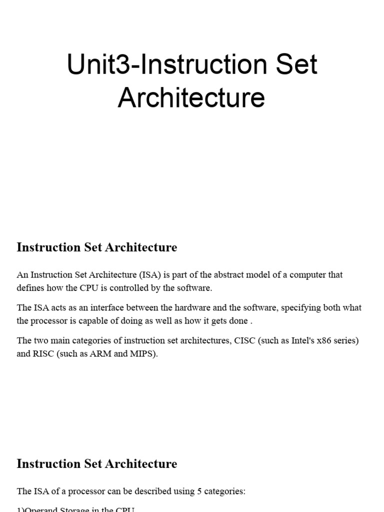 Unit3-Instruction Set Architecture | PDF | Computer Architecture | Central Processing Unit