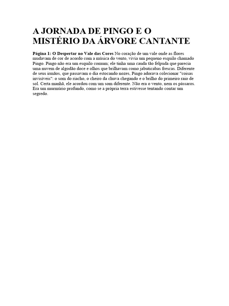 Aventura de Pingo na Floresta Cantante | PDF