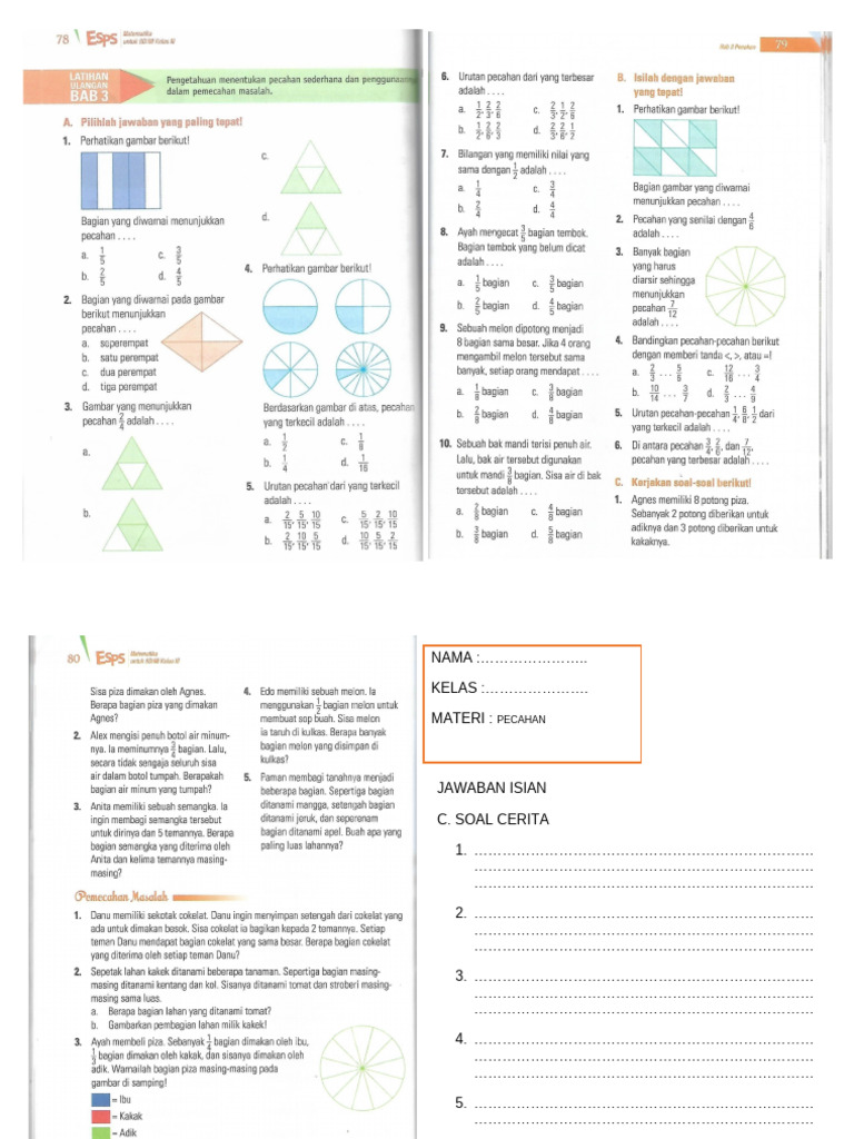 Ulangan Pecahan Tema 5 Smester 2 | PDF