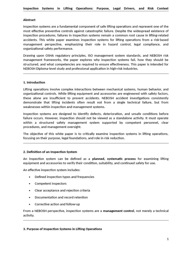 Lifting - Operations - Paper 3 | PDF | Risk | Occupational Safety And ...
