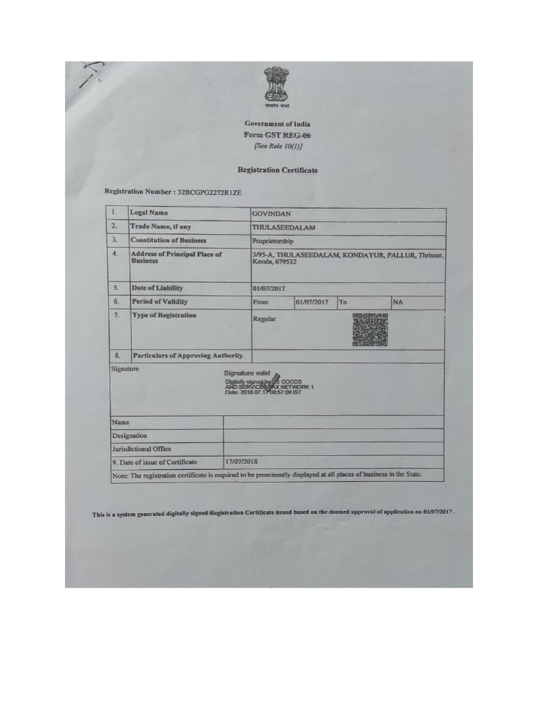 GST Certificate | PDF