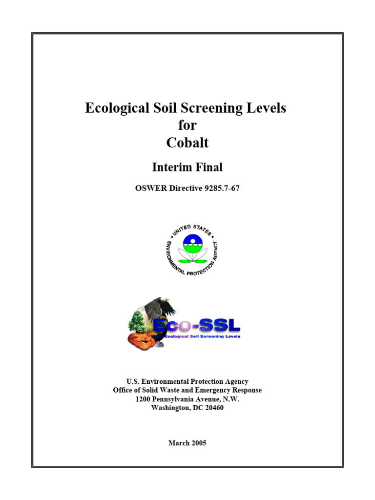 Ecological Soil Screening Levels for Cobalt | PDF | Soil | Risk Assessment