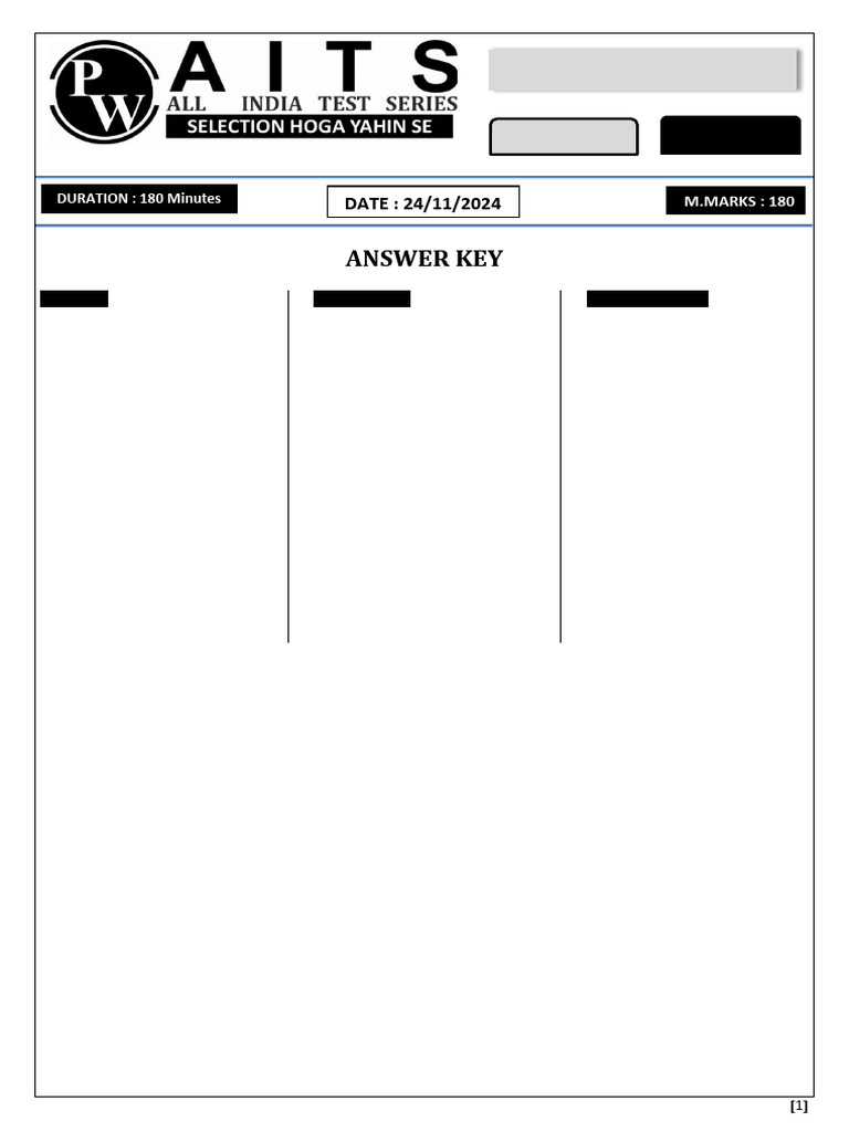 AITS 03 Advanced Paper 02 Hints & Solutions PCM Prayas JEE 2025 | PDF ...