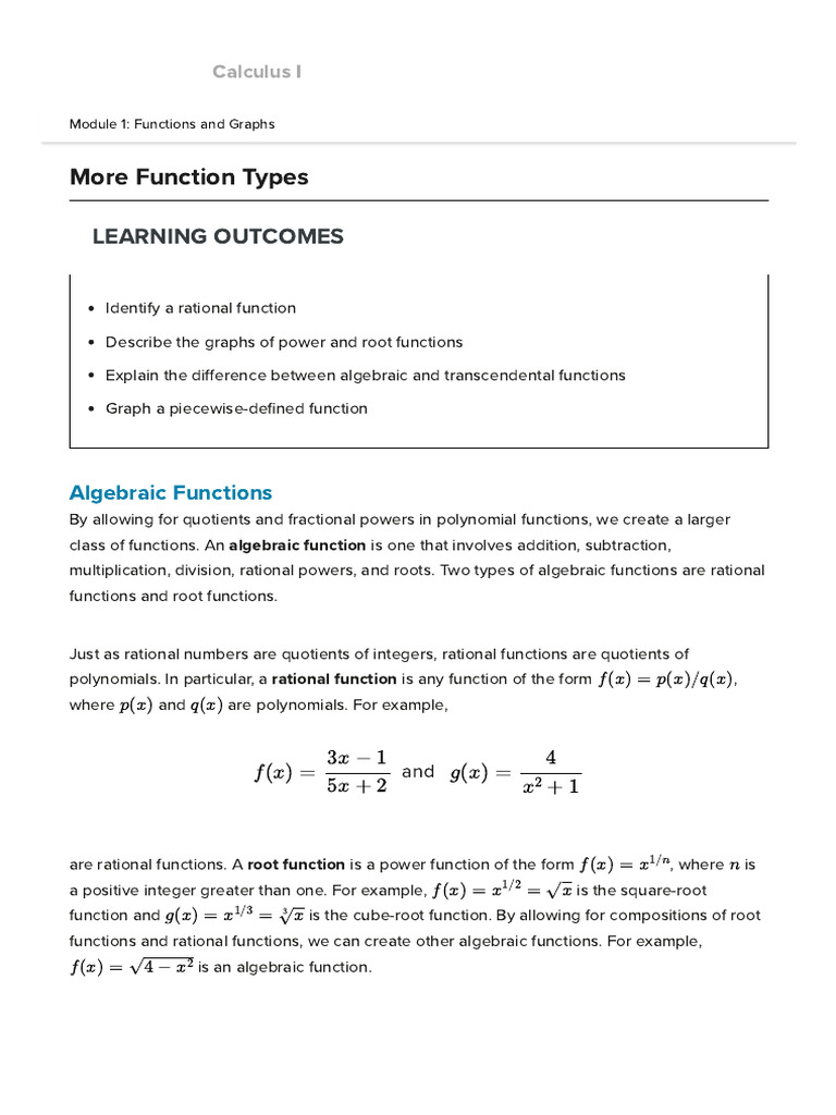 More Function Types _ Calculus I | PDF | Function (Mathematics ...