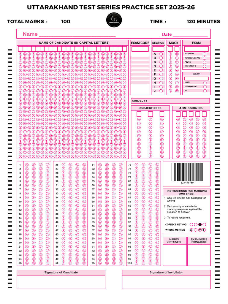 OMR Uttrakhand Test Series_67666670_2025_12_10_13_21 | PDF