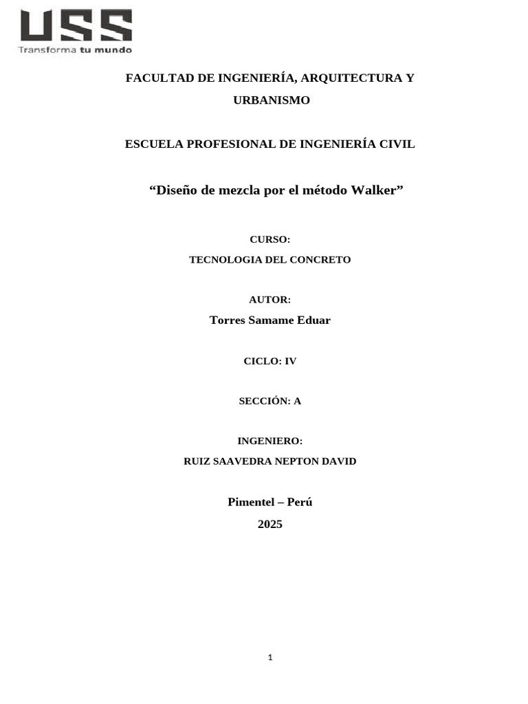 Diseño de mezcla de concreto: Método Walker | PDF | Hormigón | Cemento