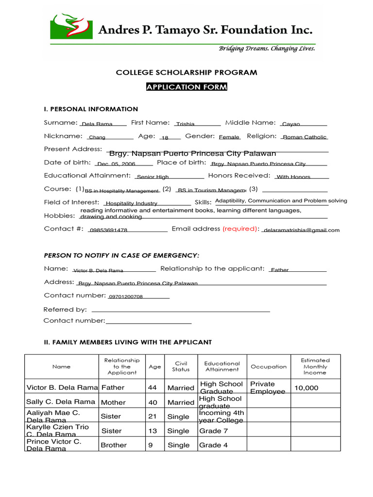 Acew Enhanced Application Form College Intake | PDF