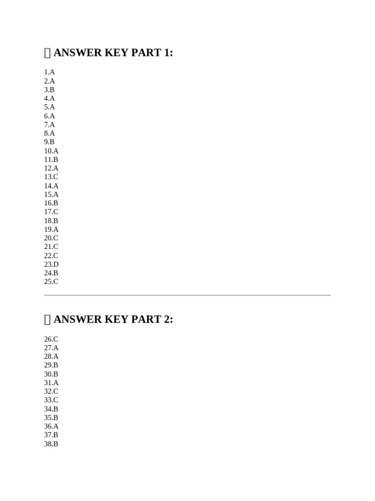 Answer Key Part 1 | PDF