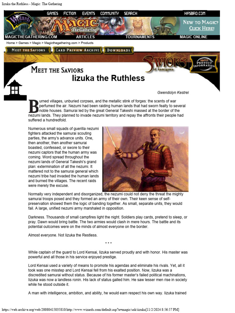 Iizuka The Ruthless - Magic The Gathering | PDF | Sword