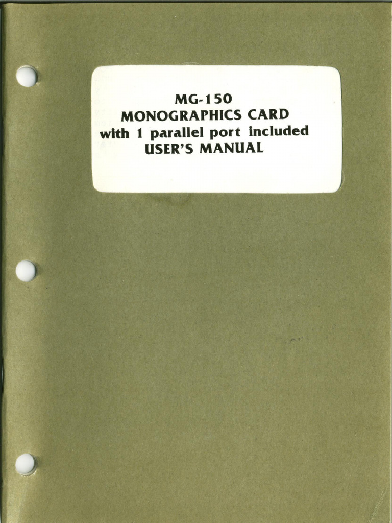 MG-150 Monochrome Graphics Card Manual | PDF | Computer Architecture ...