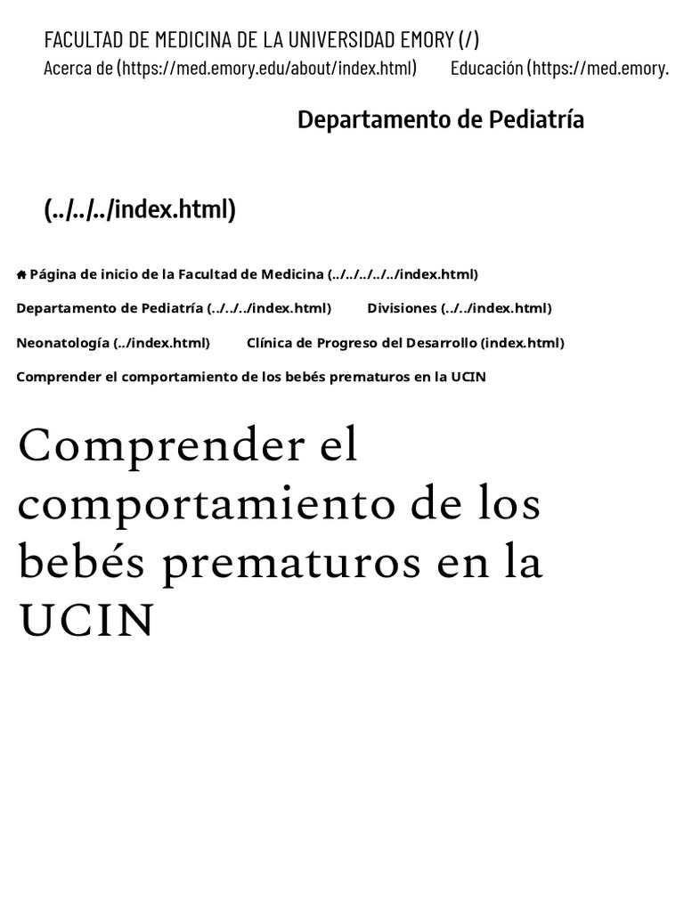 Comprendiendo El Comportamiento de Los Bebés Prematuros en La UCIN ...
