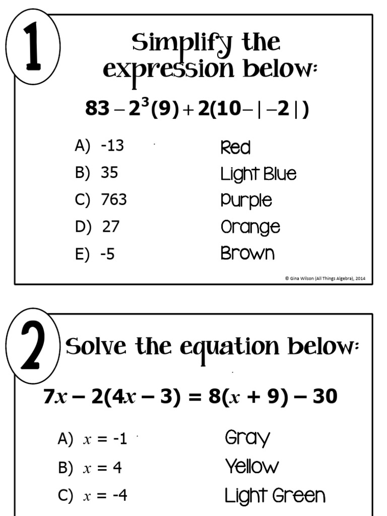 Algebra+Review+Stations+Coloring+Activity | PDF | Algebra | Mathematics