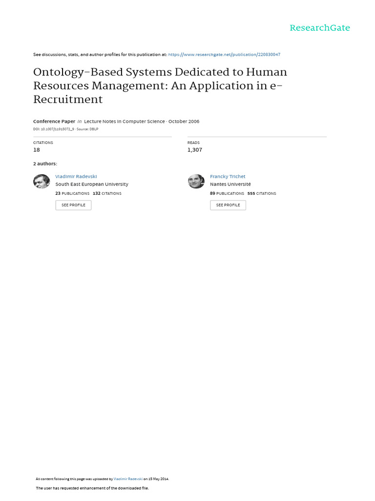 Ontology-Based Systems Dedicated To Human Resource | PDF | Procedural ...