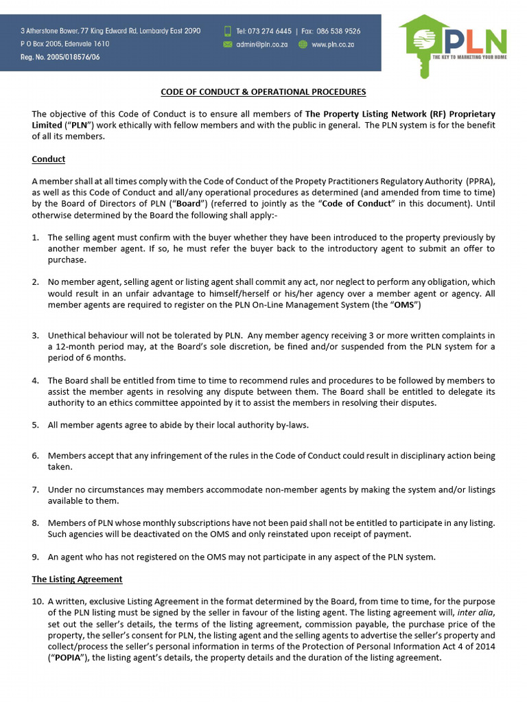 2024 PLN Code of Conduct | PDF | Regulatory Compliance | Employment
