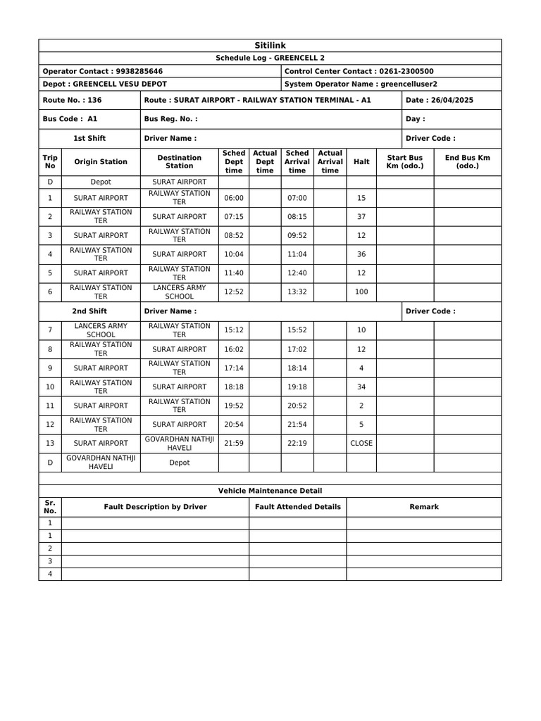 GREENCELL 2 Bus Schedule Log | PDF | Train Station | Bus