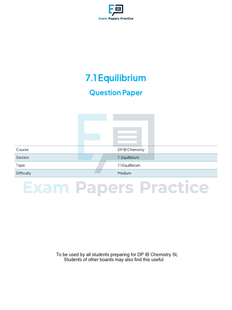 IB Chemistry Equilibrium Practice Questions | PDF | Chemical ...
