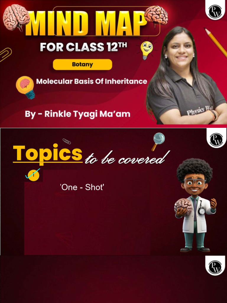 Molecular Basis of Inheritance Class Notes Class 12th Mind Map Series | PDF