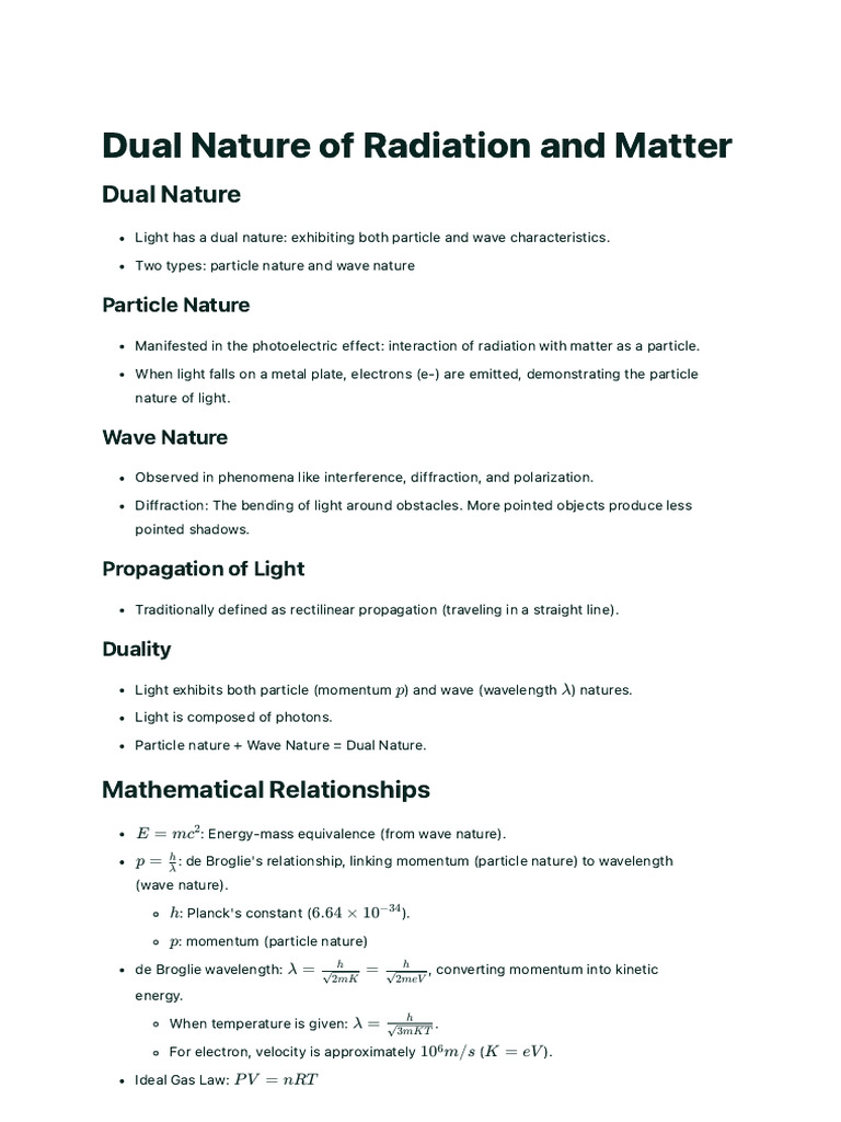 No Tess Dual Nature | PDF | Waves | Photoelectric Effect