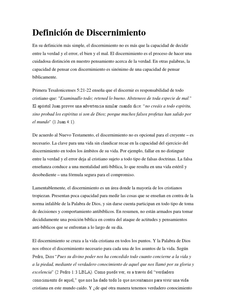 Definición de Discernimiento | PDF | Verdad | Conocimiento