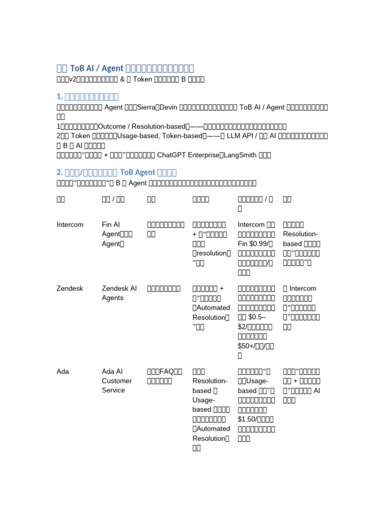 US ToB AI Agent Pricing v2 | PDF