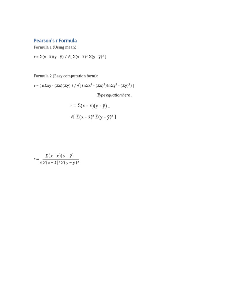 Pearsons R Formula-2 | PDF