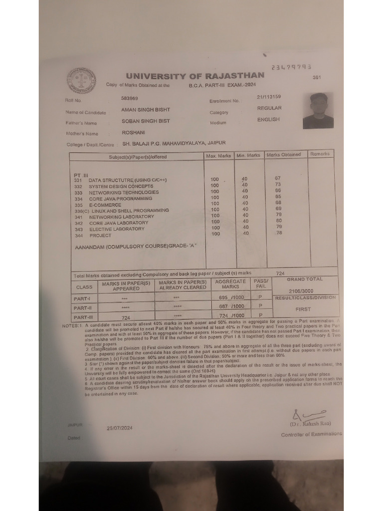College Marksheet | PDF