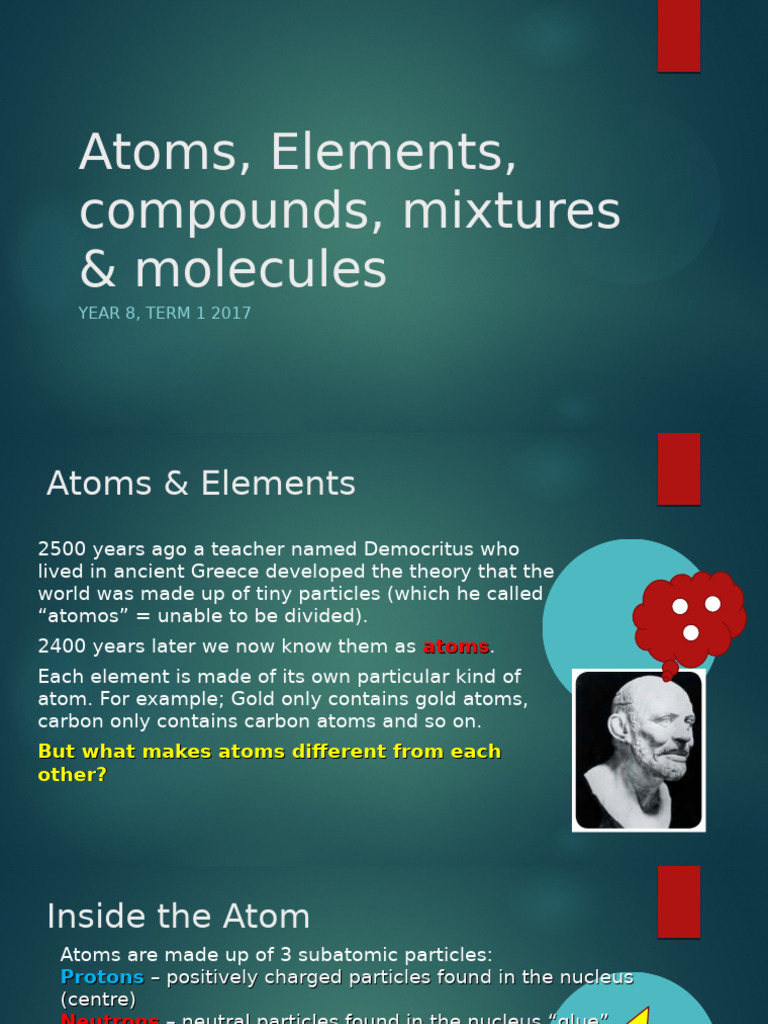 Atoms Elements Compounds Mixtures | PDF | Atoms | Chemical Compounds