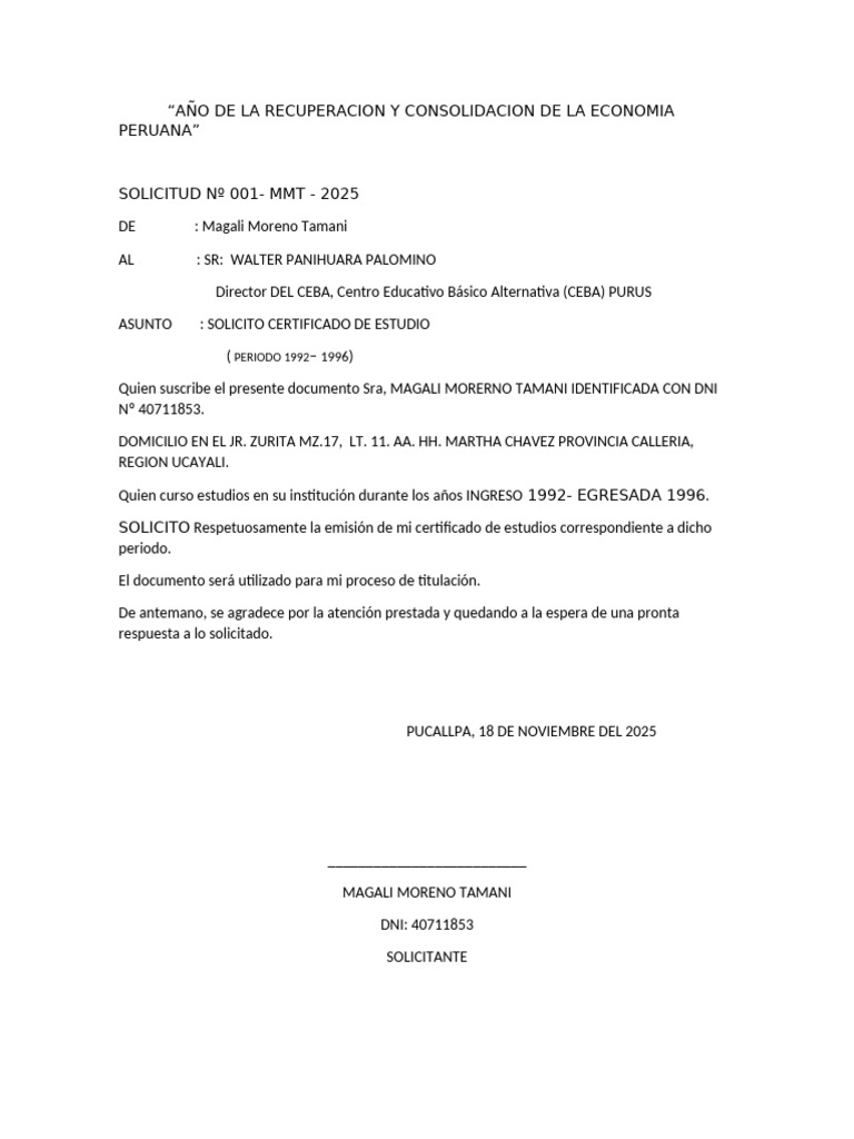 Solicitud para Purus-1 | PDF