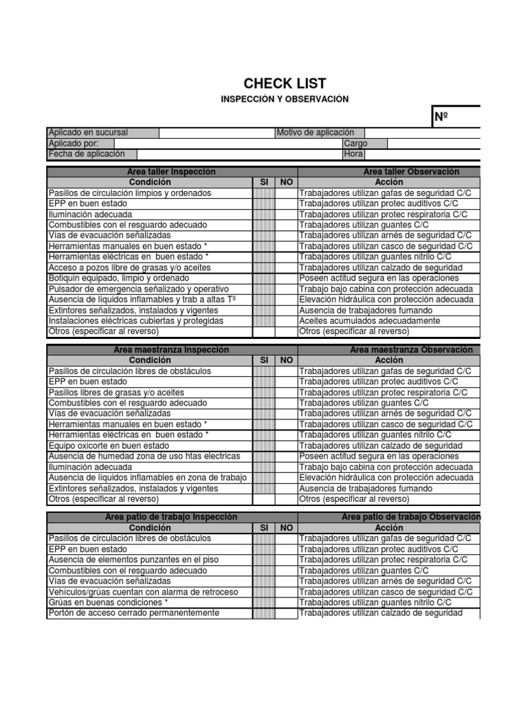 Check List Instalaciones | PDF | Agua | Energía y recursos
