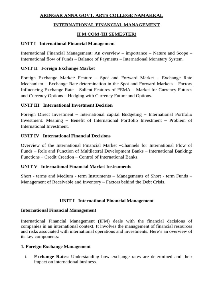 International Financial Management Overview | PDF | Option (Finance ...