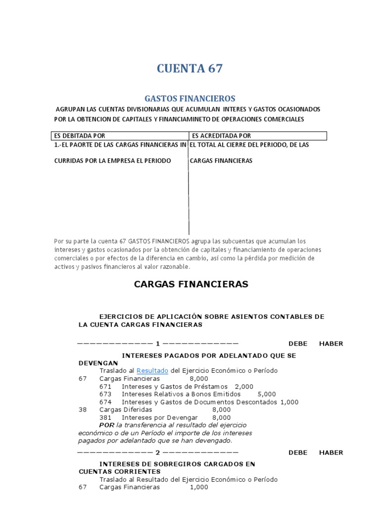 Cuenta 67 | PDF | Devengo | Bancos