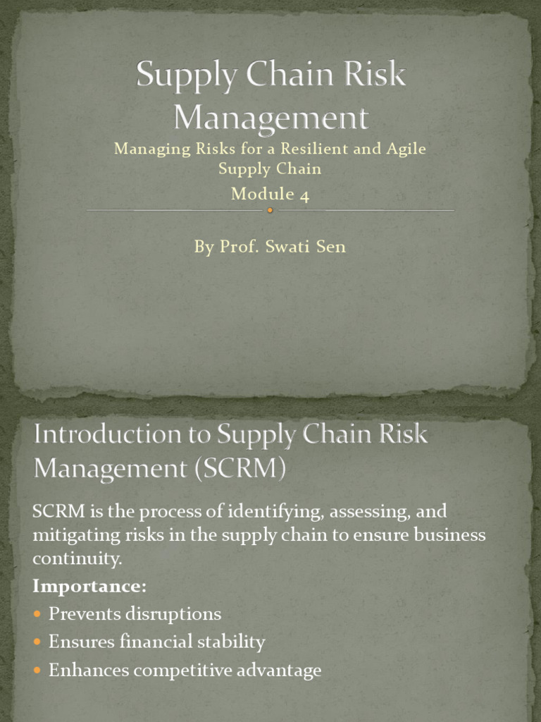 Supply Chain Risk Management Strategies | PDF | Supply Chain | Risk ...