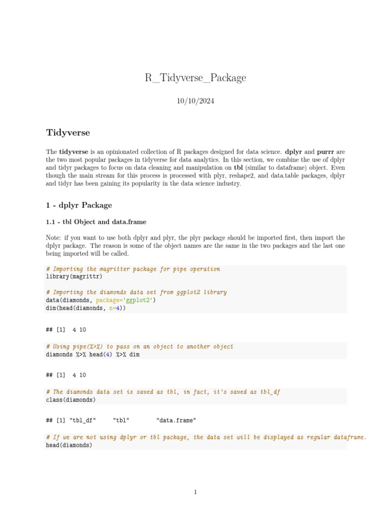 R Tidyverse Package | PDF | Software Engineering | Computing