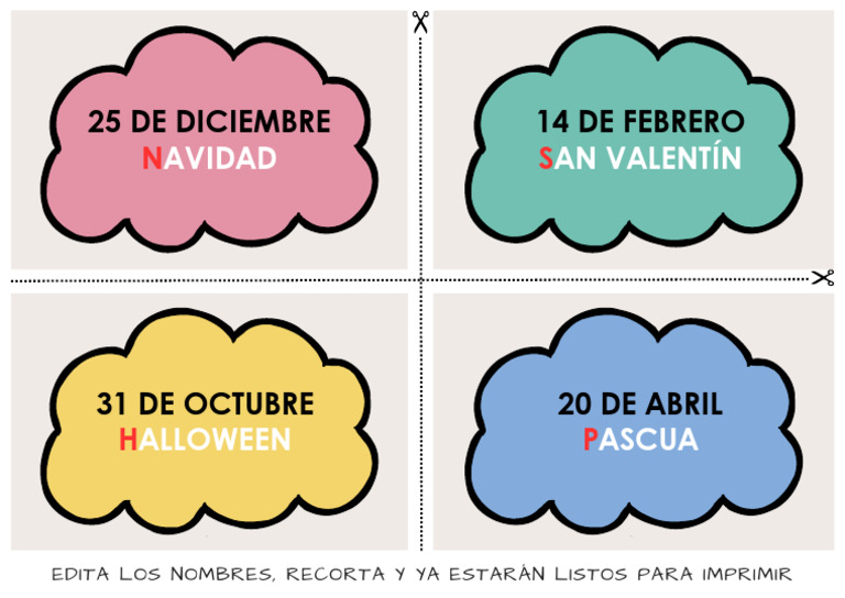 Tarjetas Con Fechas Importantes | PDF