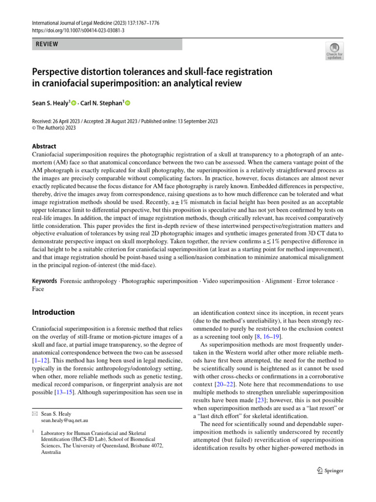 Perspective Distortion Tolerances and Skull Face Registration in ...