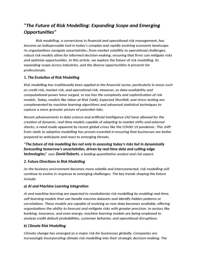 The Future of Risk Modelling Sumbul | PDF | Risk | Risk Management