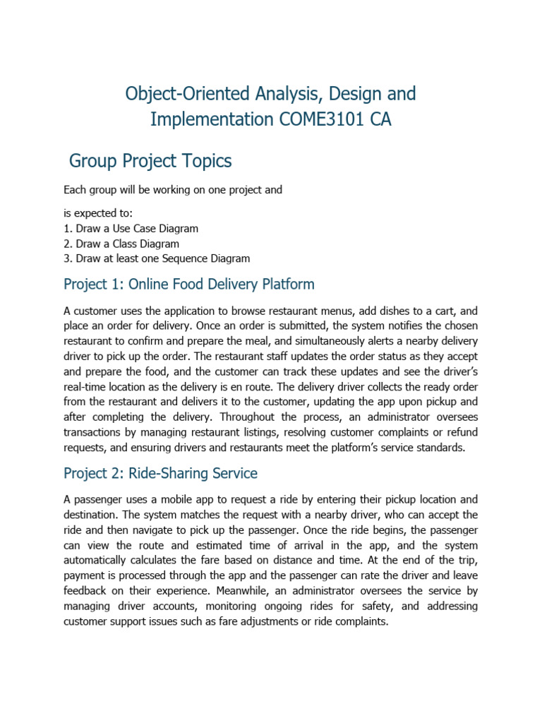 Object-Oriented Analysis, Design & Implementation COME3101 Group ...