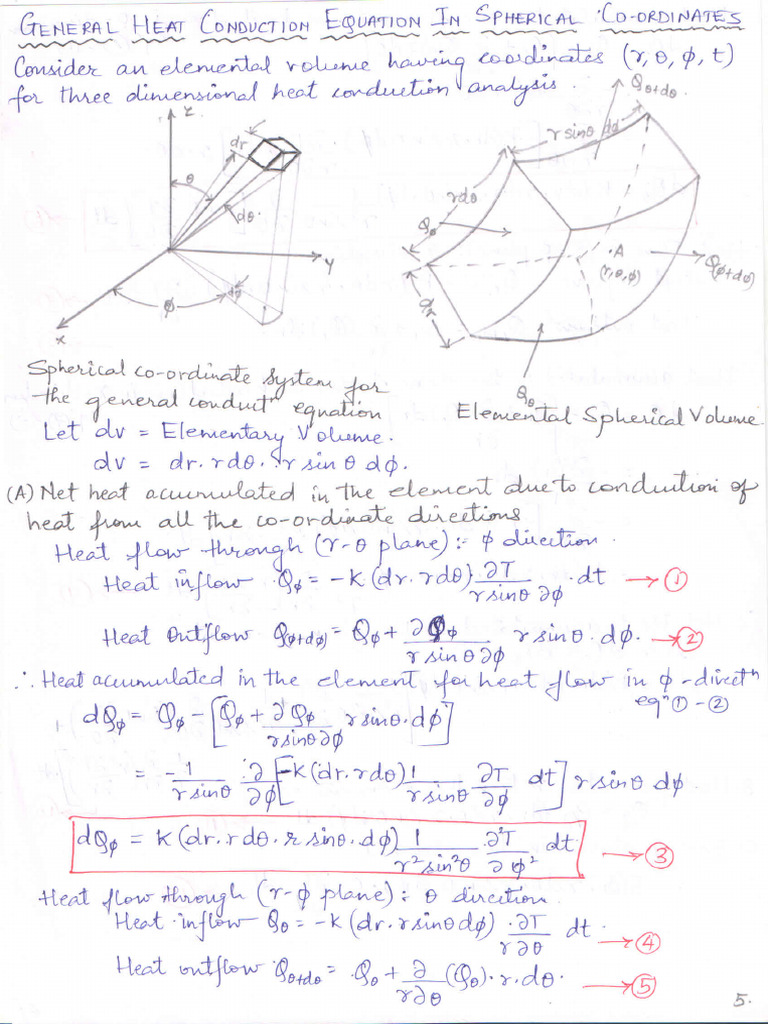 General Heat Conduction Eqn in Spherical Coordinates | PDF