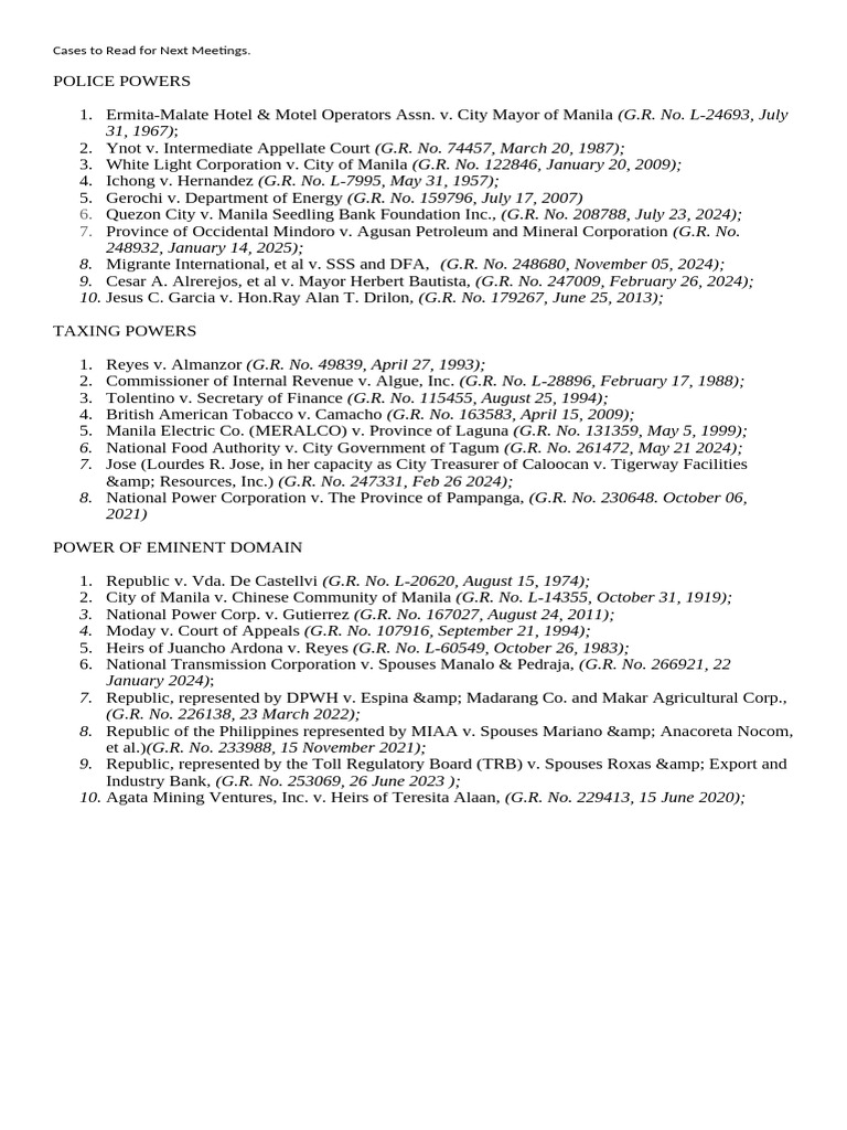 Casedigest Consti the Inherent Powers of the Government | PDF | Police ...