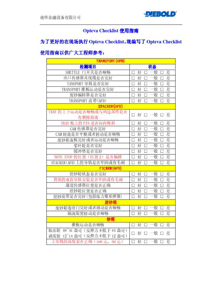 Opteva Checklist | PDF