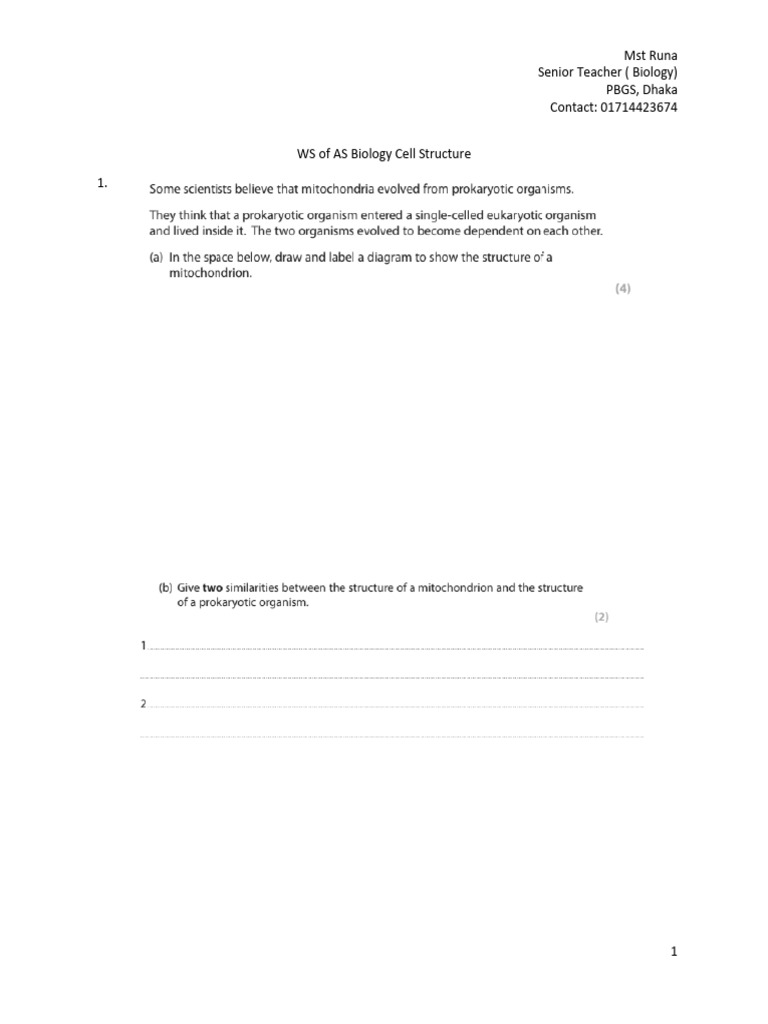 Edexcel AS Biology Topic 3 Cell Structure | PDF