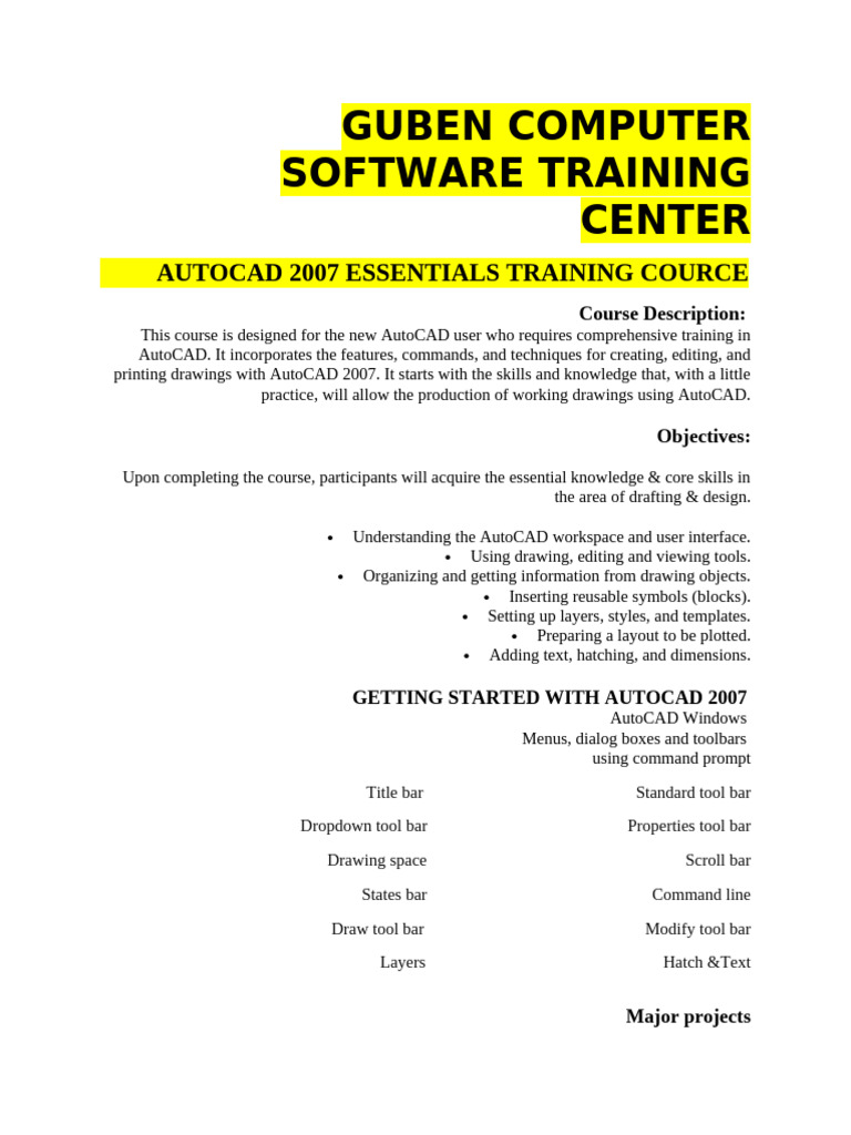 Cource Outline | PDF | Auto Cad | Command Line Interface