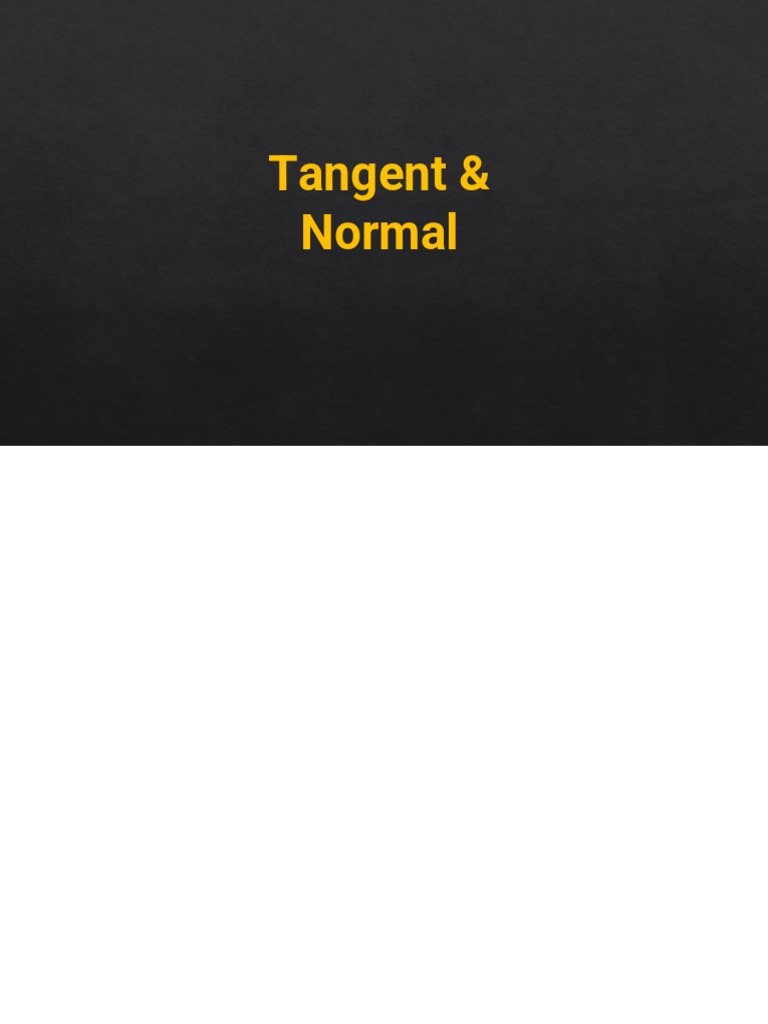 Tangent & Normal | PDF