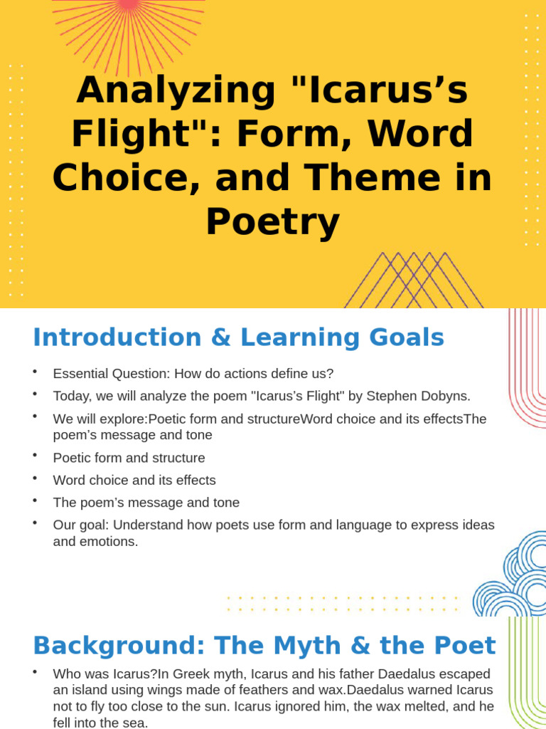 Analyzing "Icarus’s Flight" Poem | PDF | Poetry