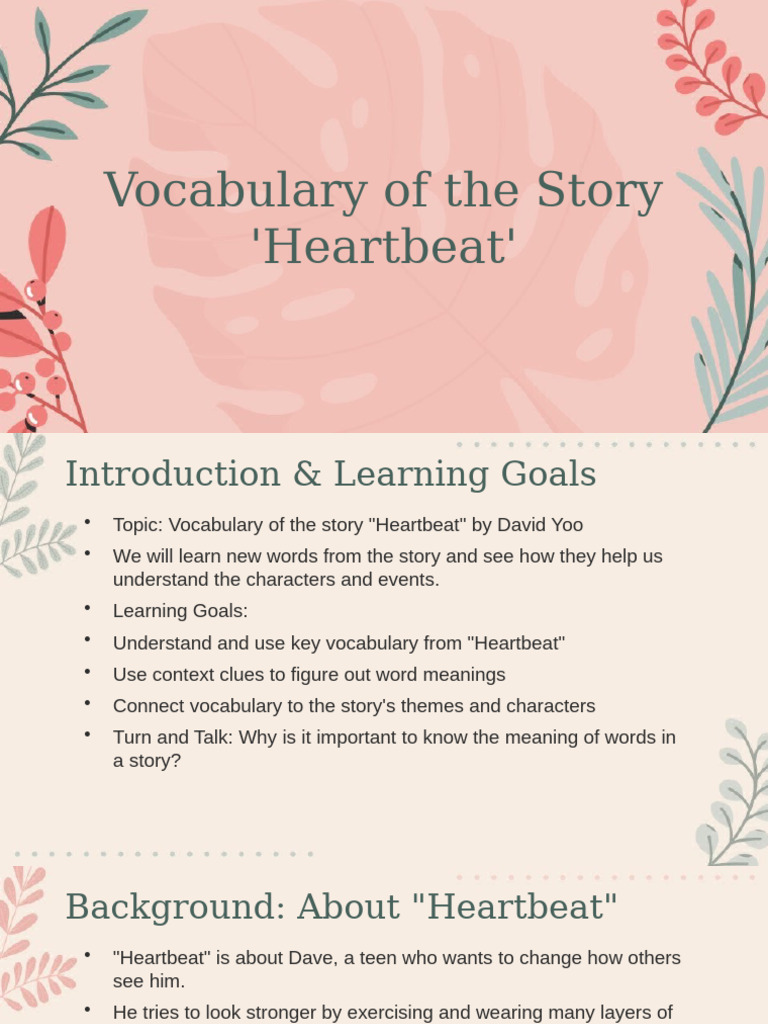 Vocabulary of The Story 'Heartbeat' | PDF