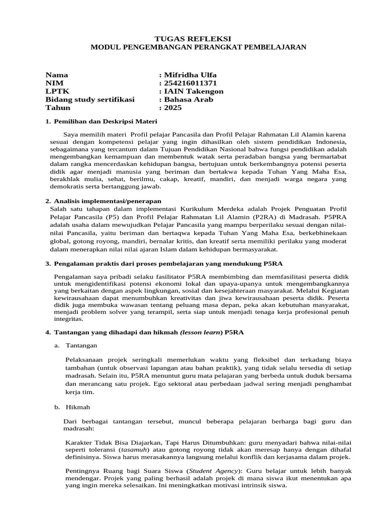 Implementasi P5RA dalam Pembelajaran | PDF