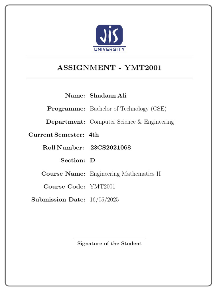 Front Page of Assignment - YMT2001 | PDF