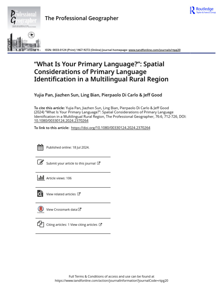 What Is Your Primary Language Spatial Considerations of Primary ...