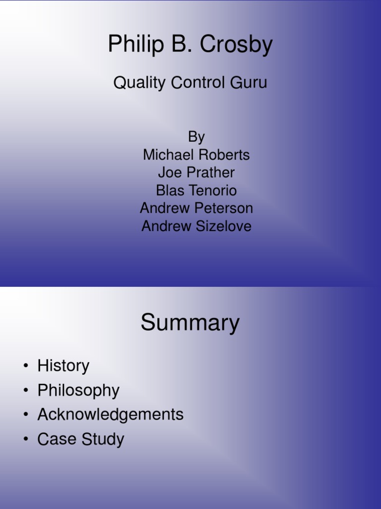 Philip Crosby TQM | PDF | Quality Management | Quality (Business)
